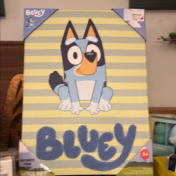 bluey | Wall Decor | Bluey Striped Canvas Art 1x15 Because You Love ...